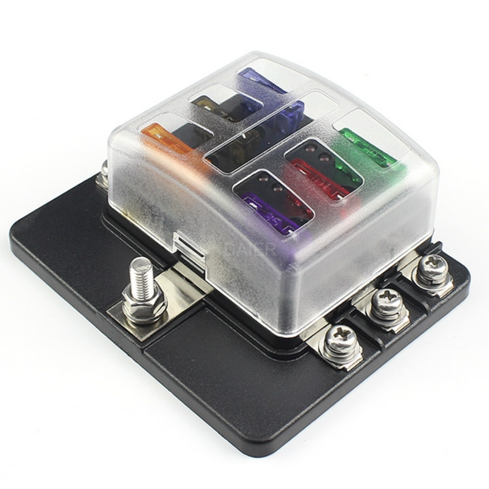 Buy 6 Way Standard Blade Fuse Box with Labels / Stud Connections ...