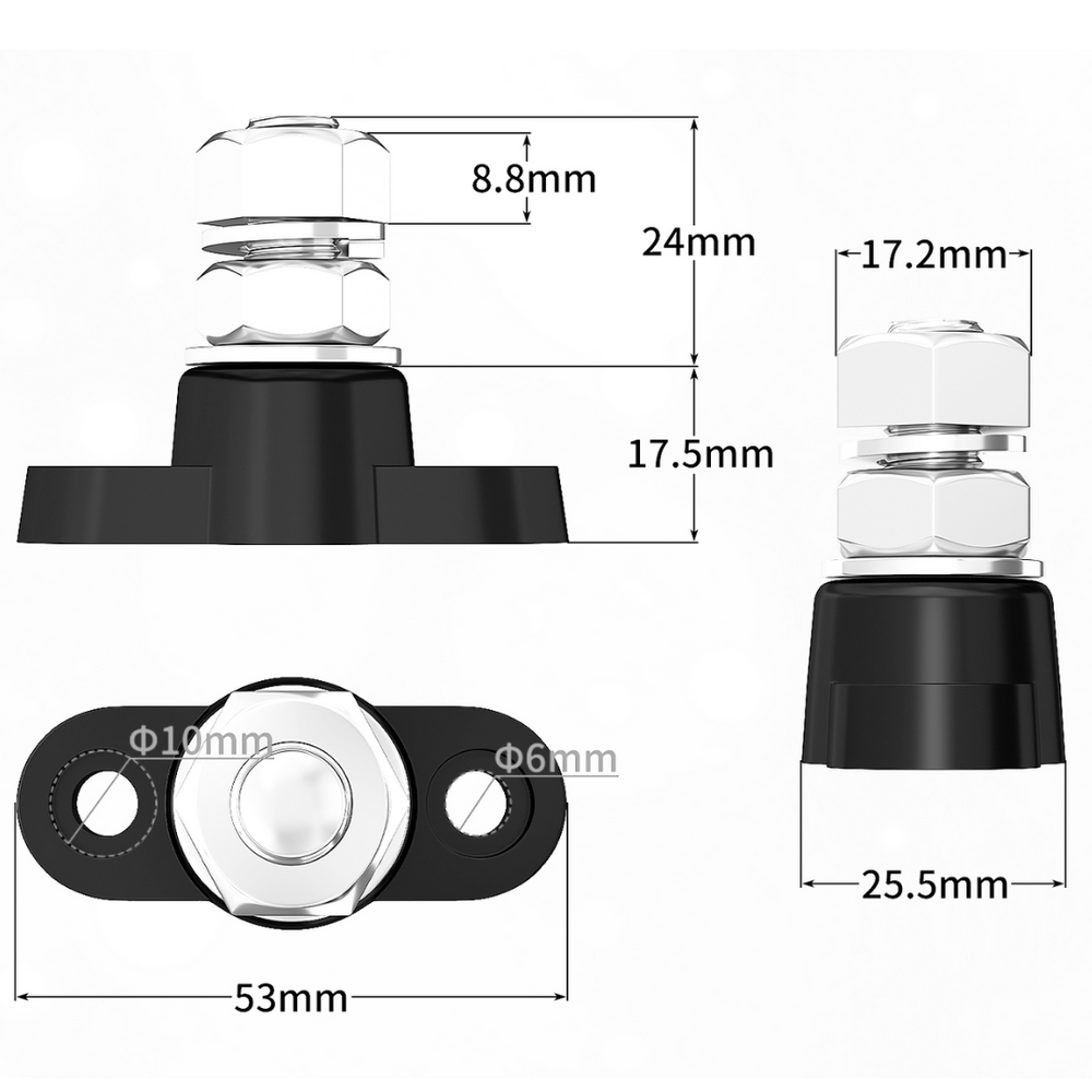 250A Single Stud Junction Post (M10)